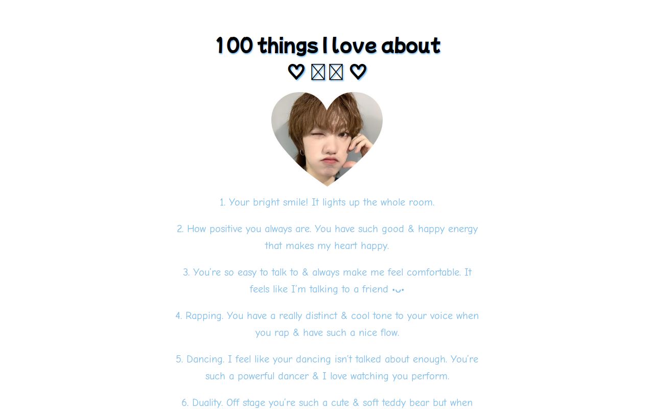 100 things I love about you